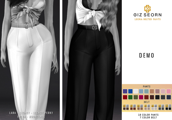 Second Life Marketplace - GIZ SEORN: Leora Belted Pants [DEMO]
